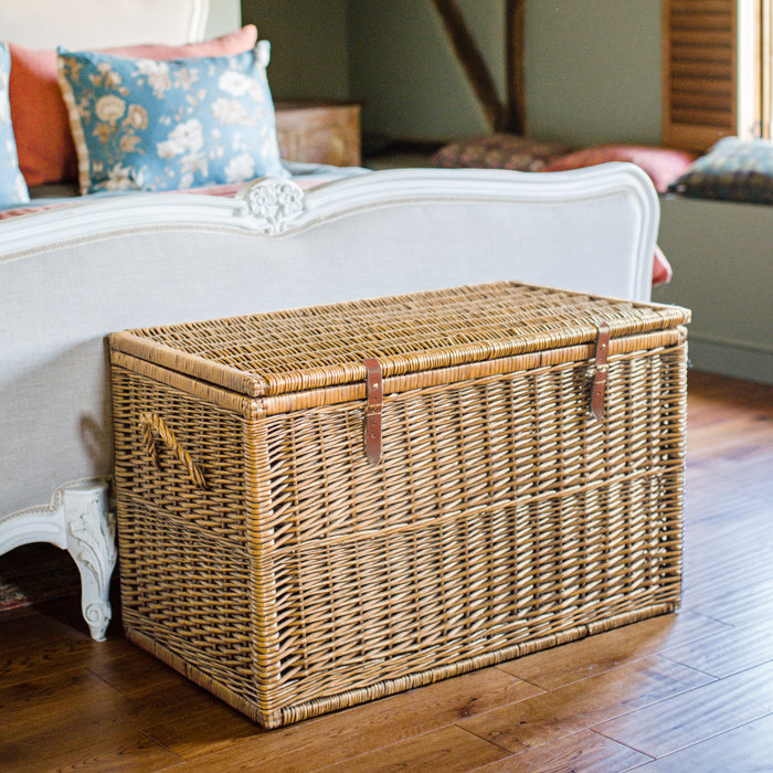 Bay Isle Home Shields Extra Large Wicker Storage Trunk Basket with Lid ...