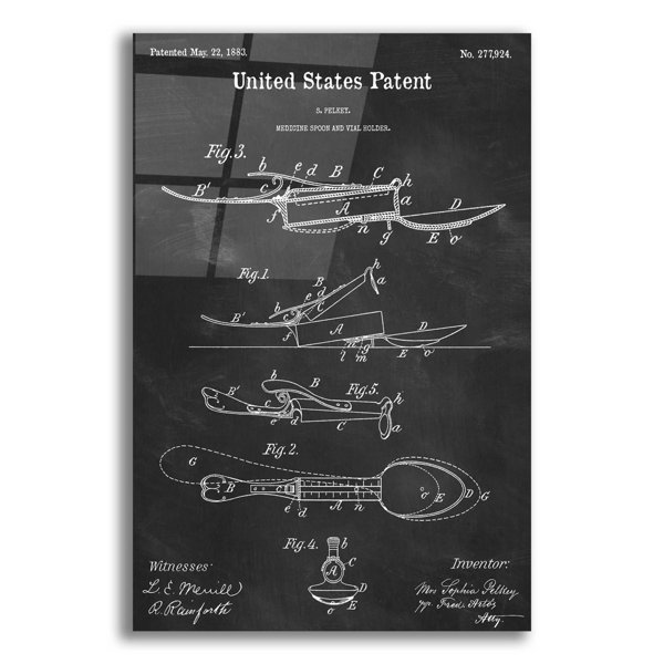 17 Stories Medicine Spoon Blueprint Patent Chalkboard On Plastic ...