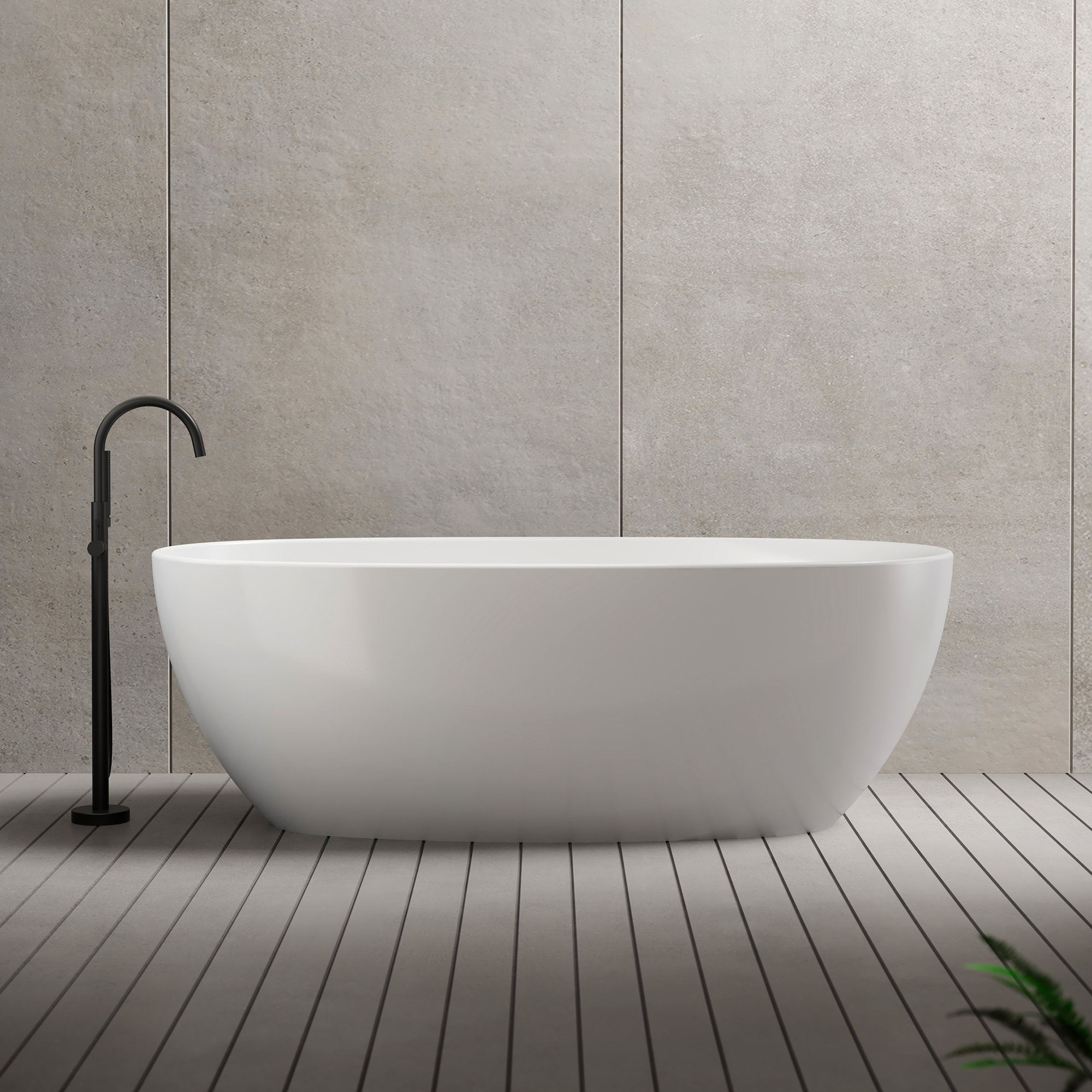 MonBlari 59" X 29" Acrylic Freestanding Soaking Bathtub with Overflow ...