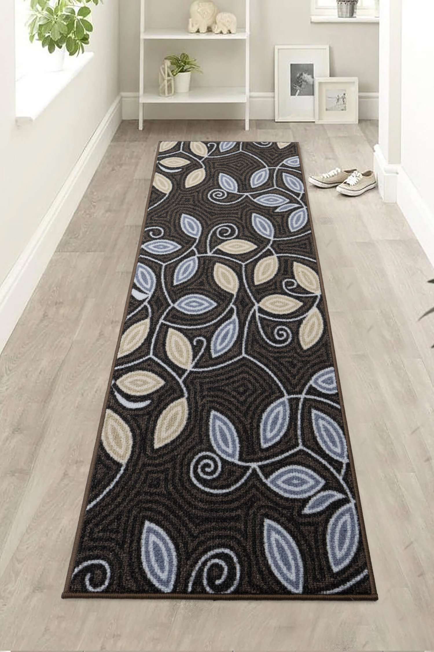 Canora Grey Custom Size Runner Rug Berber Style Floral Leaves Low Pile ...