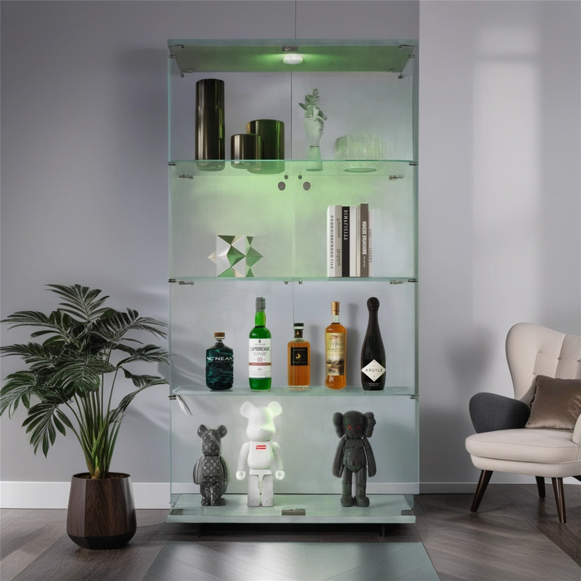 Ivy Bronx Danalyn Modern Accent Cabinet with 2 Glass Door, 4-Tier Display Cabinet | Wayfair