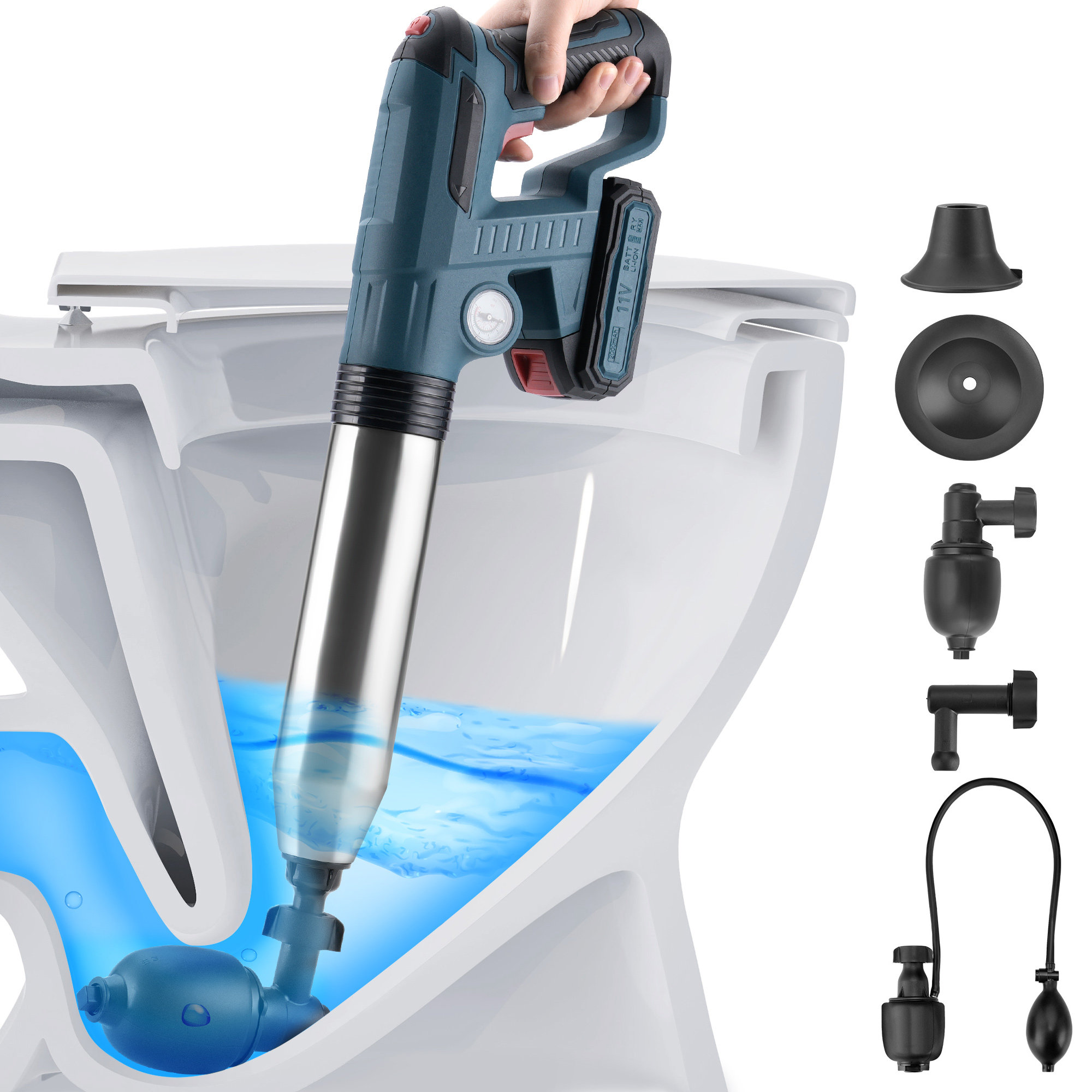 Decofy Electric Toilet Plunger Clog Remover High Pressure Air Drain ...