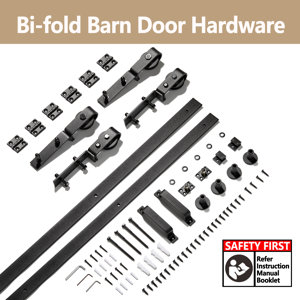 CHIC MODE Bi-Fold Sliding Barn Door, Cane Webbing Panel With Sliding ...