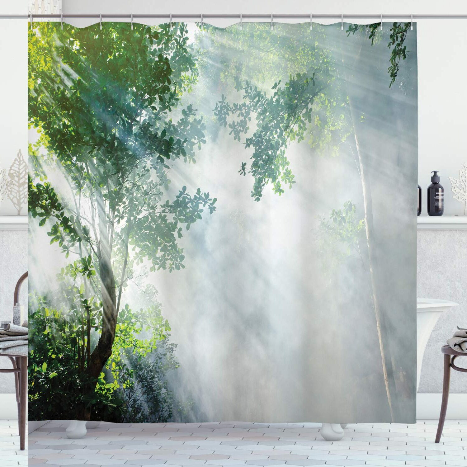 Bayou Breeze Jungle Serenity Rainforest Shower Curtain - Idyllic Tree ...
