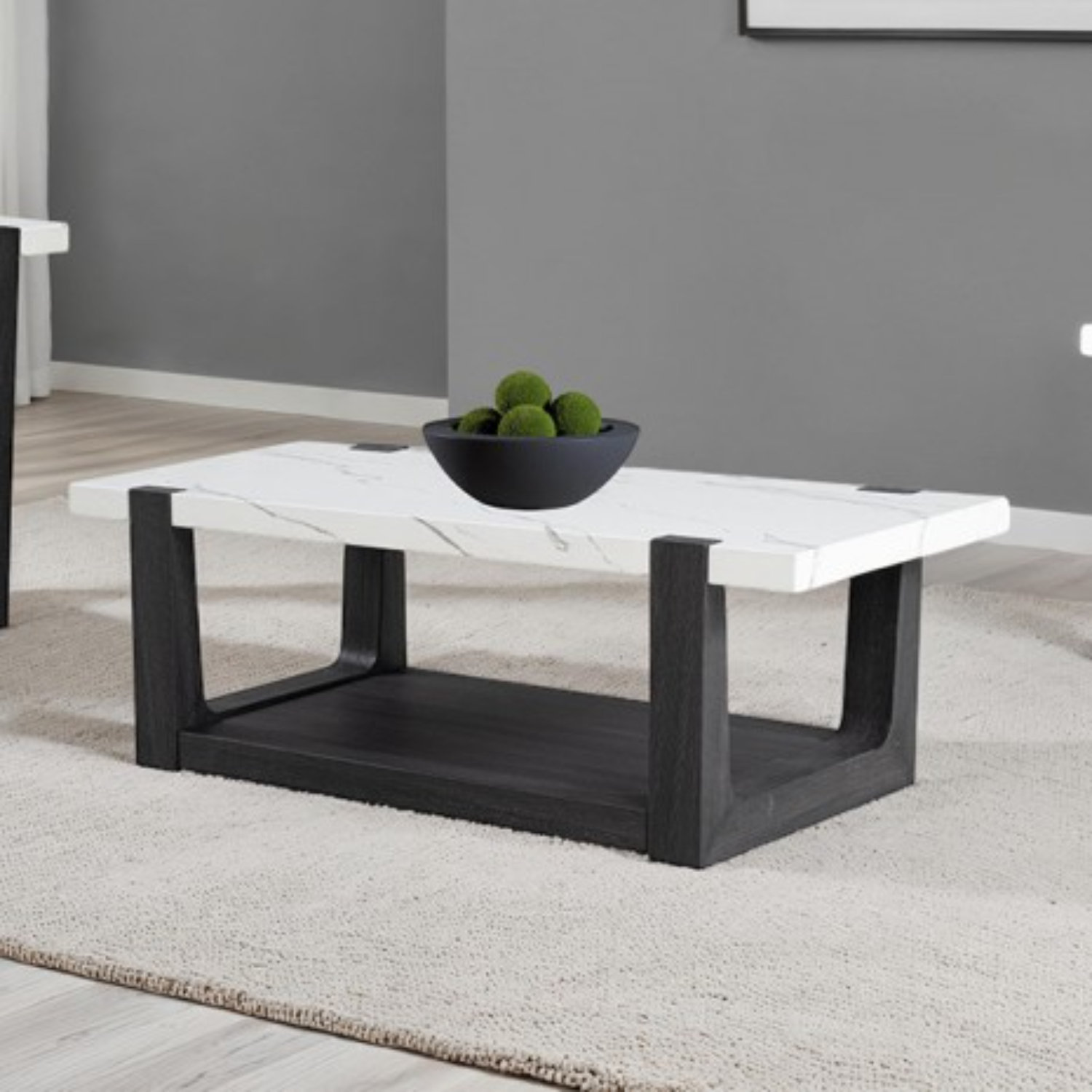 17 Stories Modern 48" Rectangular 2-Tier Celine with Natural MDF Frame ...