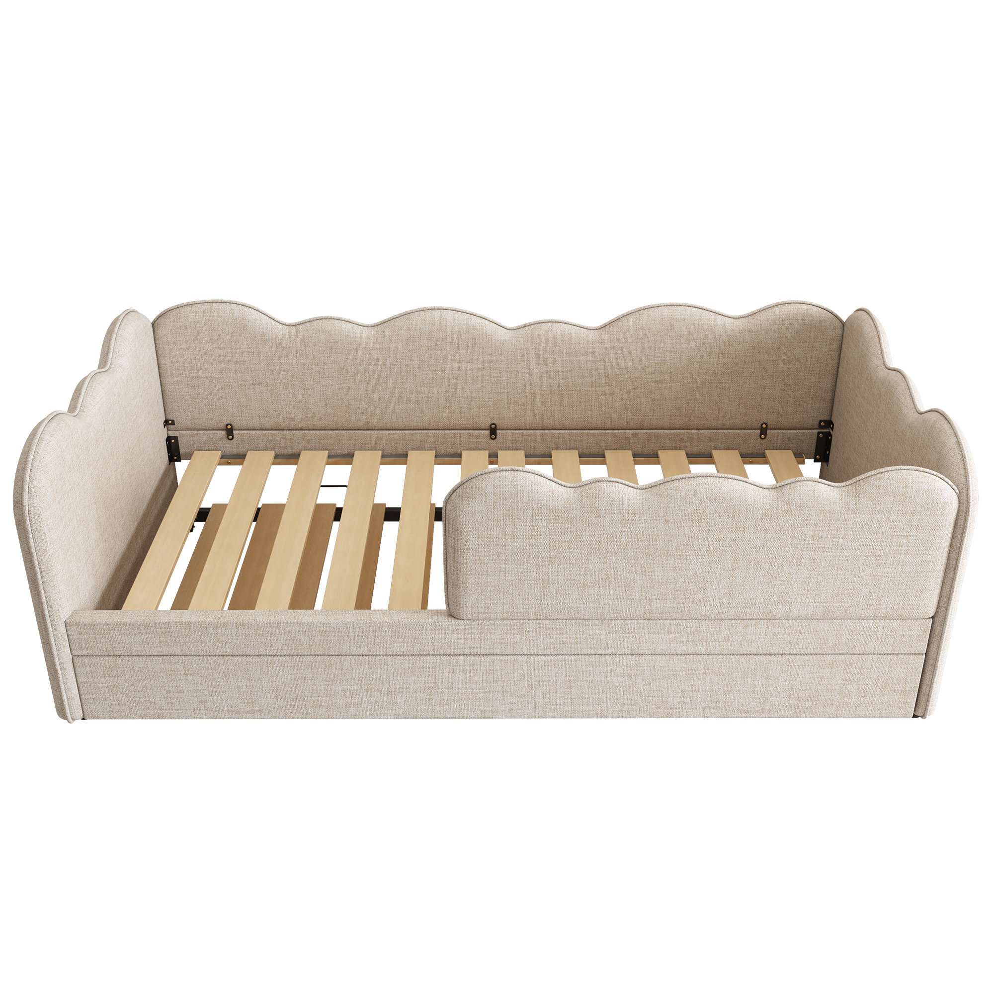 Latitude Run 3ft Single Bed With A Pull-out Bed Linen Beige | Wayfair.co.uk