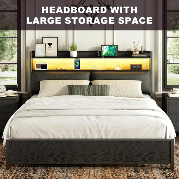 Brayden Studio® Headboard For Bed Frame, Headboards With Outlets, USB ...