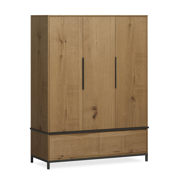 Borough Wharf Rozzer 3 Door Solid + Manufactured Wood Wardrobe ...