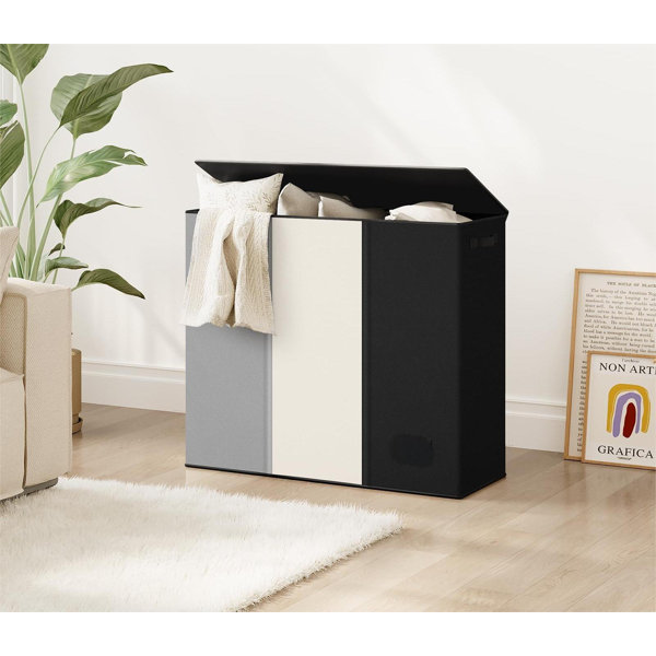 Rebrilliant Laundry Hamper 3 Section With Lid And 3 Pcs Laundry Bag ...