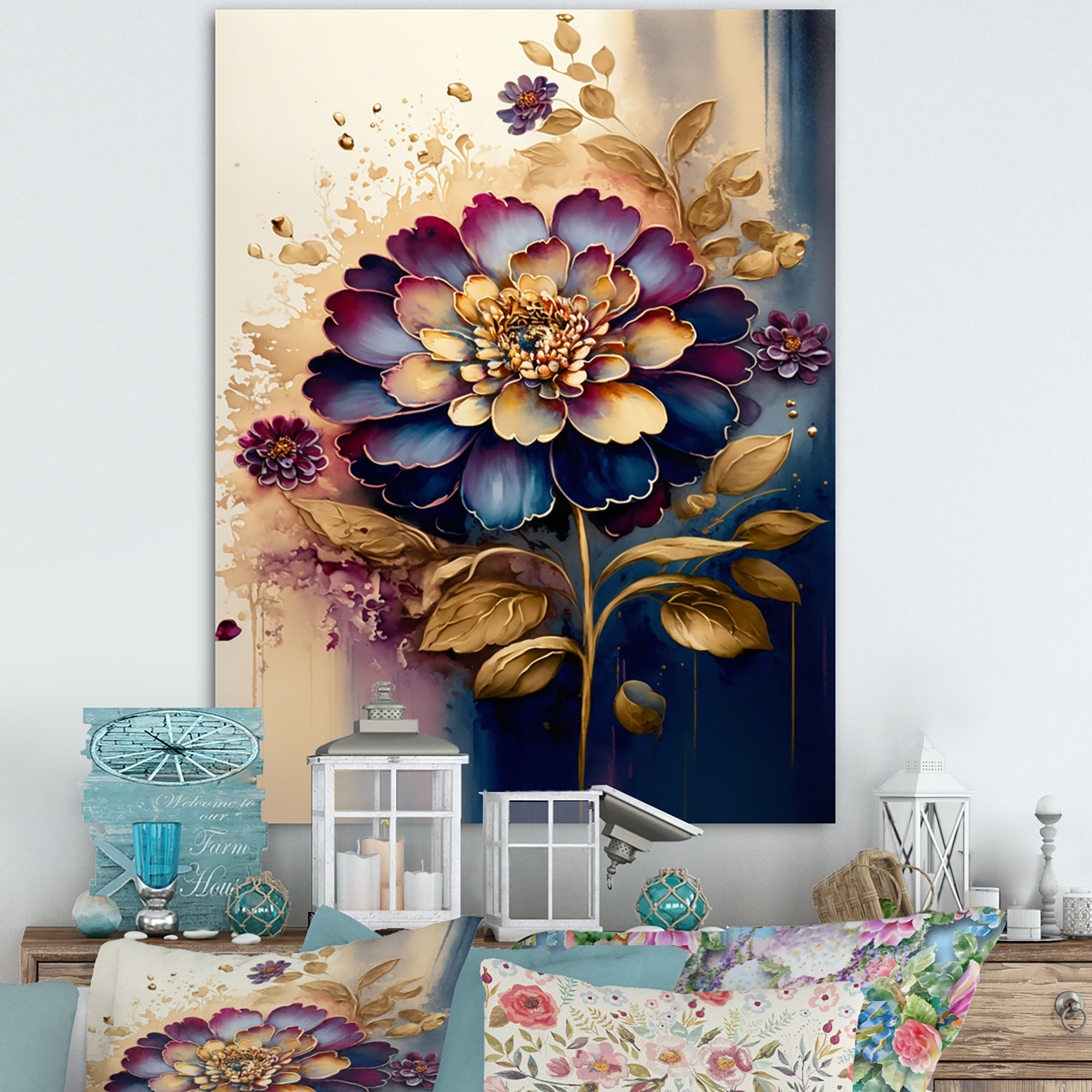 House of Hampton® Bletsoe Night Shade Zinnia Floral Design I - Print on ...