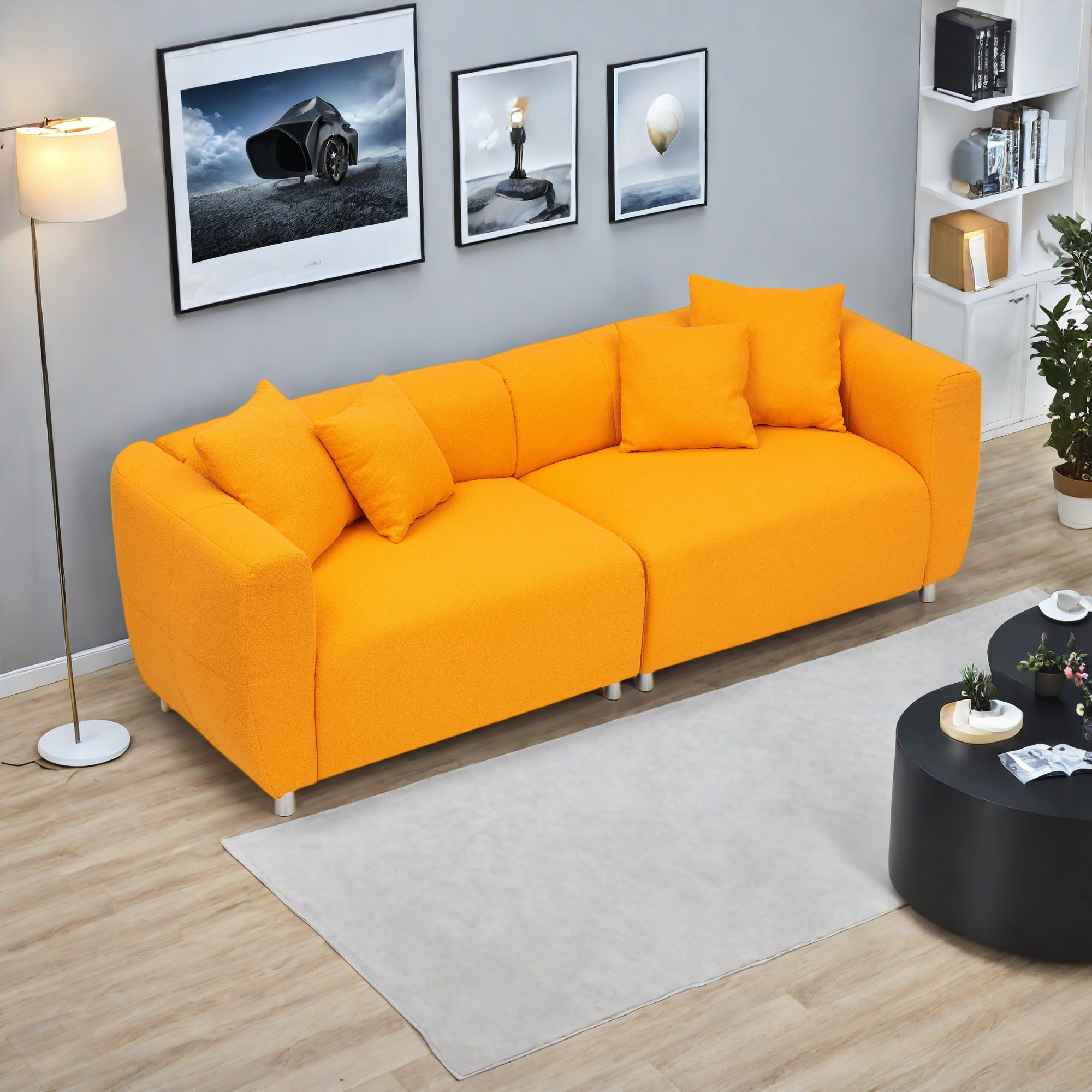 Mercer41 89 Inch Sofa For Living Room, Fashion Sofa With Metal Legs, 3 ...