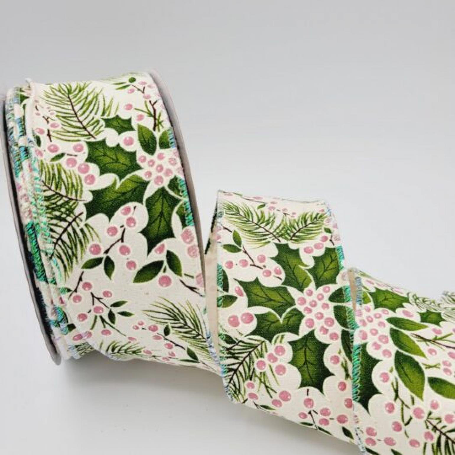 MDR Trading Inc. 25Yds X 2.5″ Holly Berries And Greenery Ribbon | Wayfair