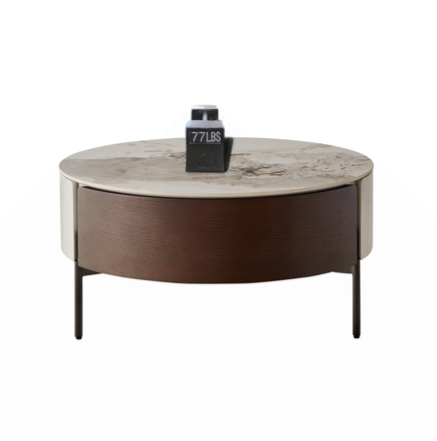 Dakota Fields Modern Round & Reall Wood Coffee Table With Drawers Metal ...
