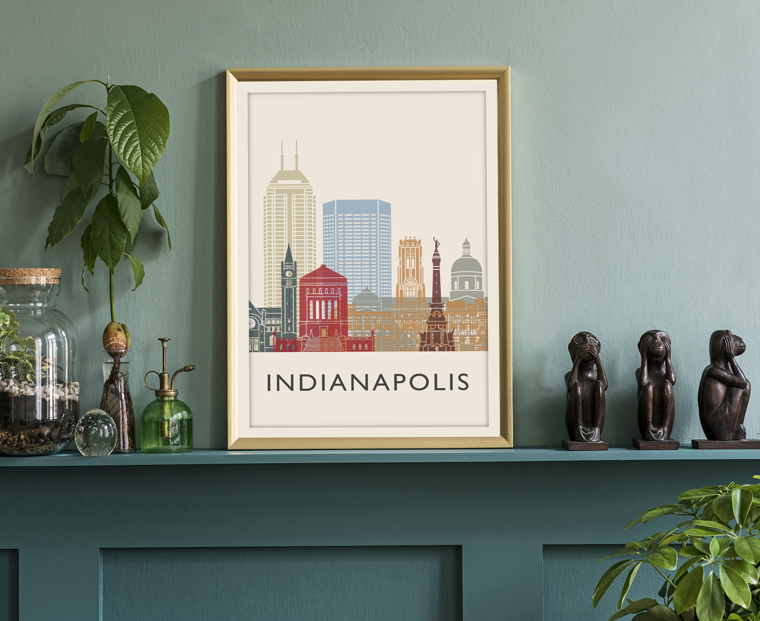 Trinx Indianapolis Illustration US Cities Poster, Unframed Print ...