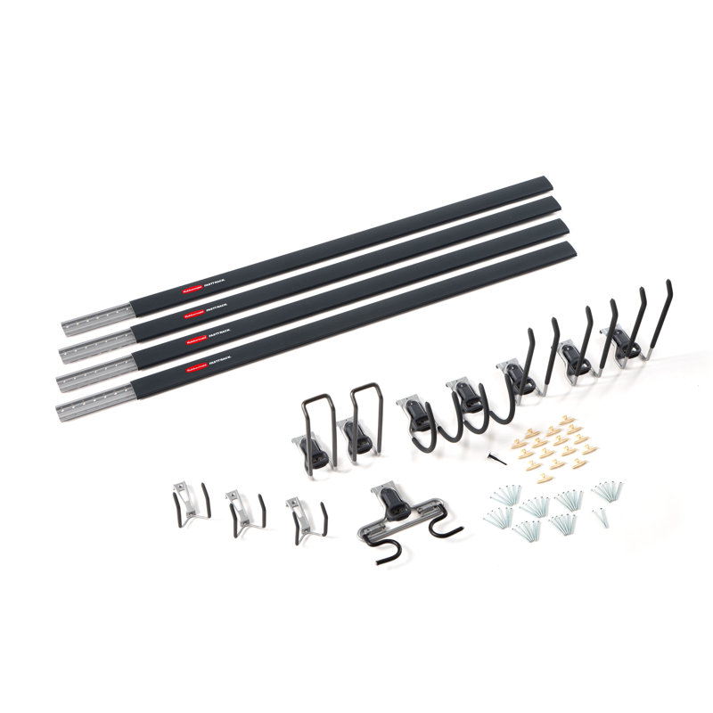 Rubbermaid Garage FastTrack Rail 6-Piece Kit, Black, for Home/Garage ...