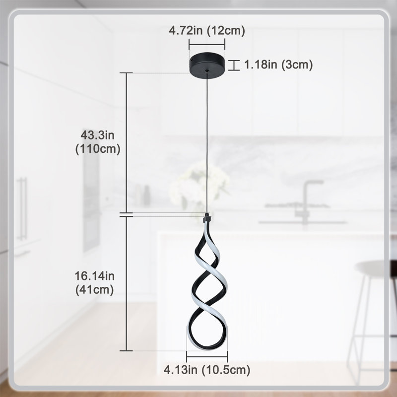 Ivy Bronx 6000K Led Pendant Light Kitchen Hanging Light Ceiling Hanging ...