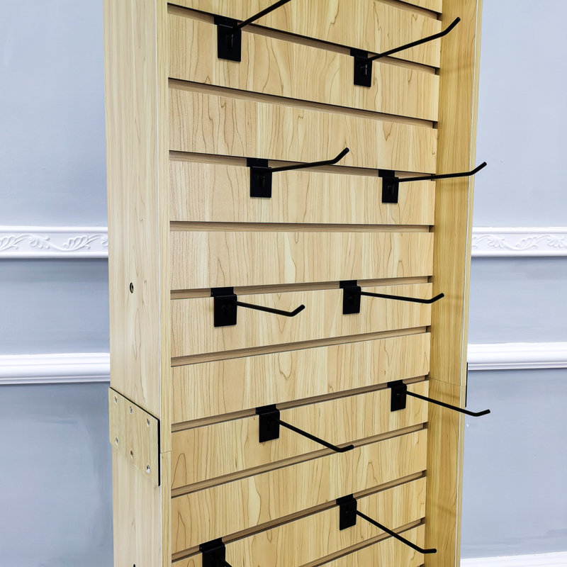 FixtureDisplays Double Sided Slatwall Rotating Display Wood Floor ...