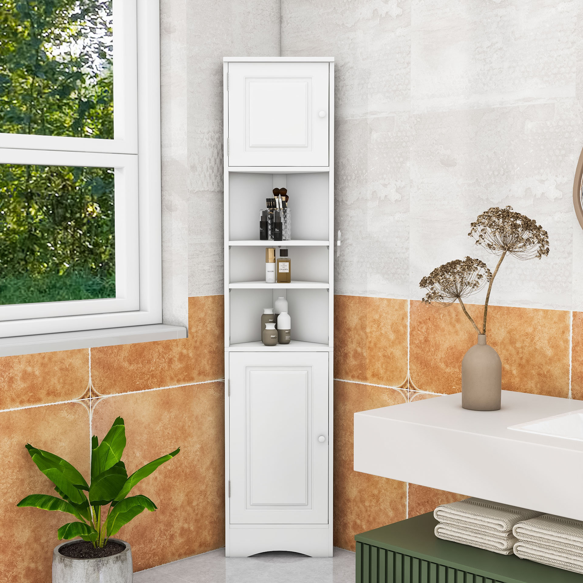 Lark Manor Armoire de coin haute Elaysha multifonctionnelle avec ...