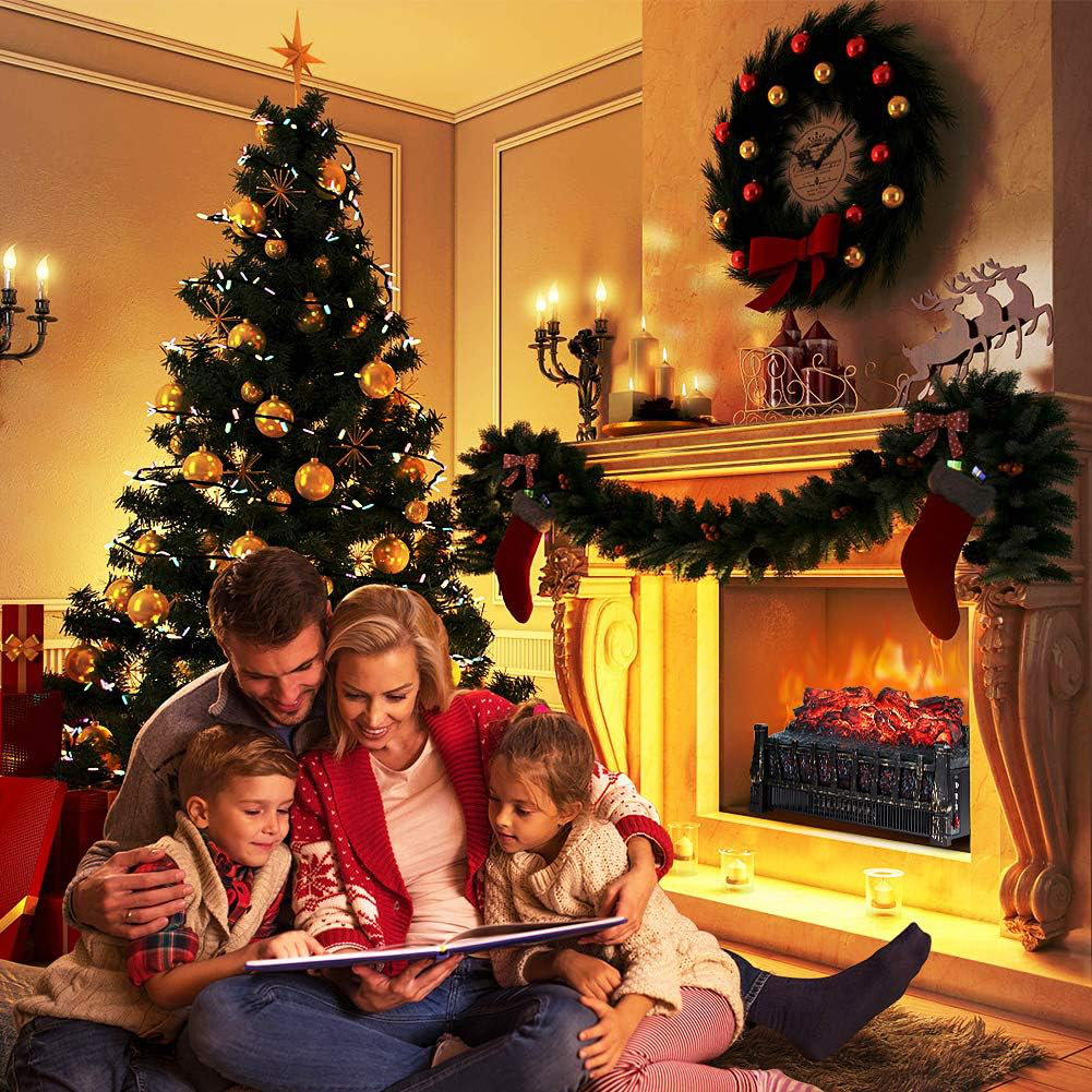 Symple Stuff Nordic Hygge Adlina 20 in. Electric Fireplace Log Heater w ...