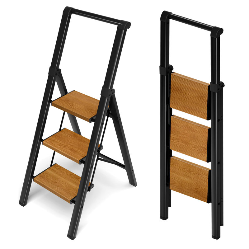 Latitude Run® Portable Aluminum Step Ladder With Handrail, Lightweight ...