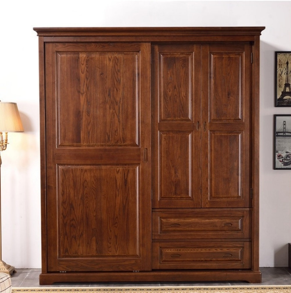 Parttlion Simple Solid Wood Sliding Door Wardrobe | Wayfair