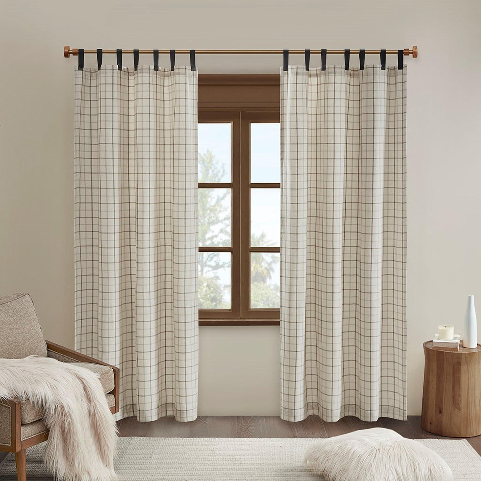 Gracie Oaks 50x84" Plaid Tab Top Curtain Panel with Fleece Lining | Wayfair