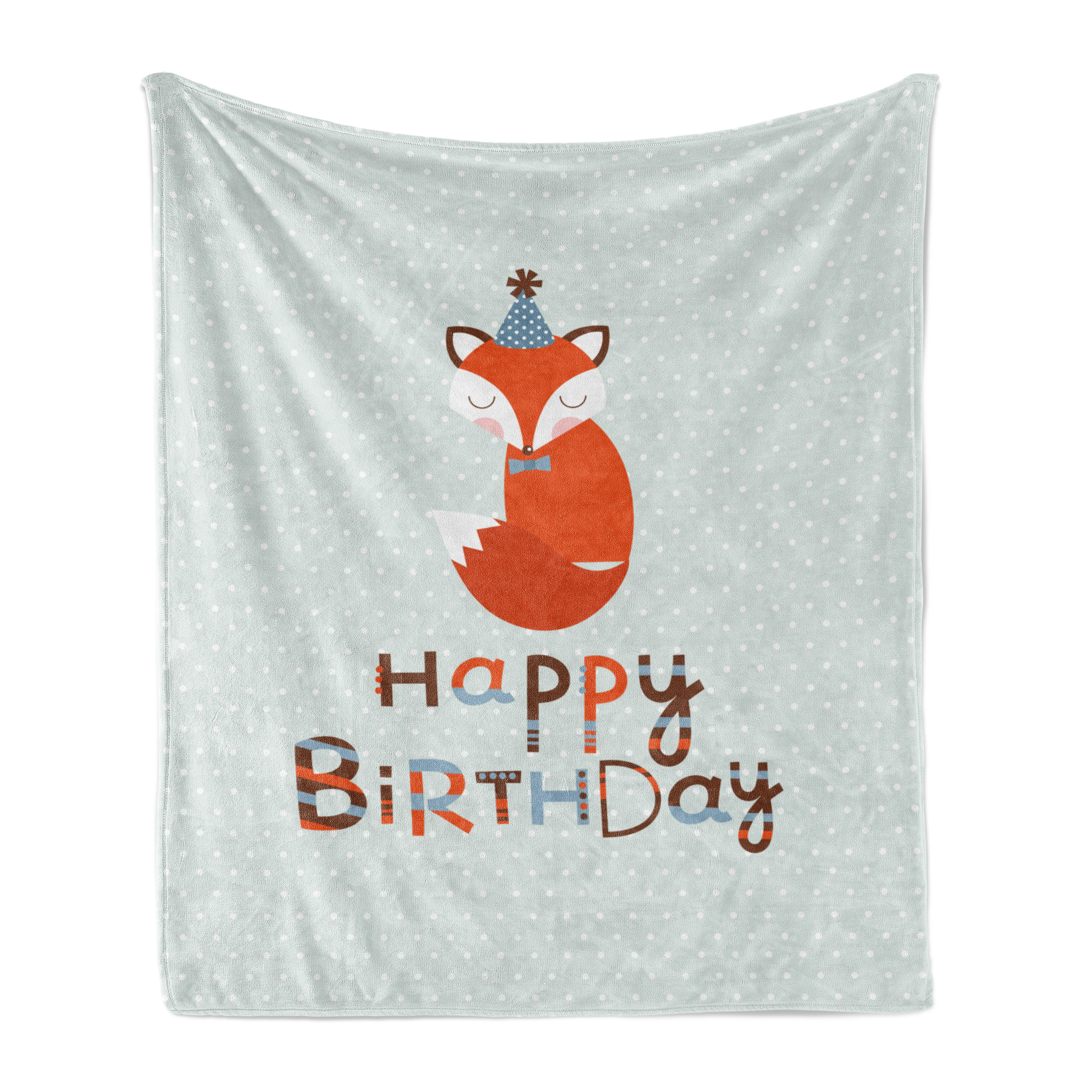 Ambesonne Vintage Fleece Throw Blanket Fox Greeting Text Almond Green ...