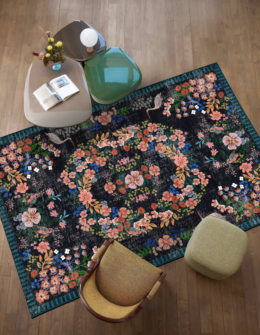 Red Barrel Studio Floral Multi-Coloured Flower Patterned Coloured Woven ...