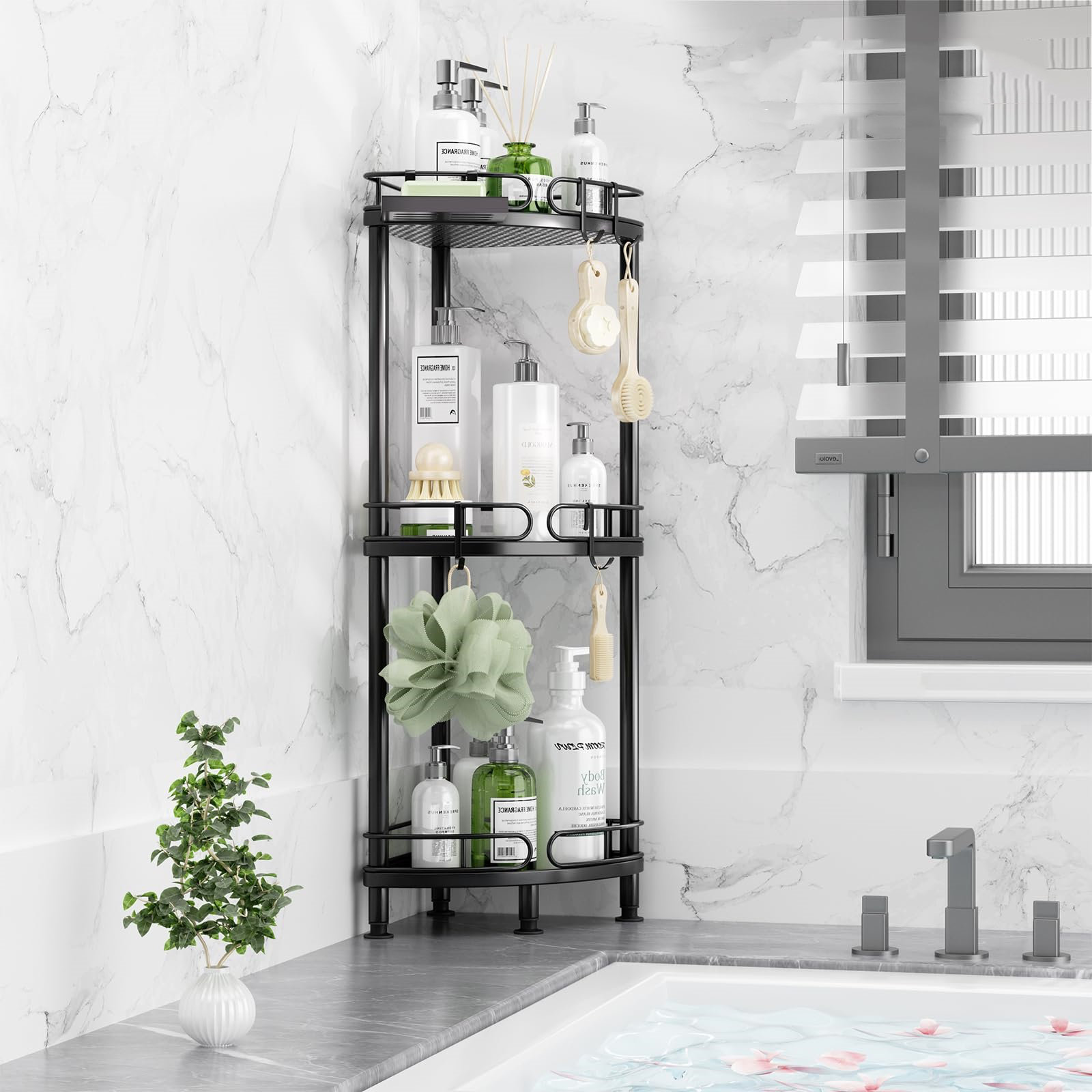 Rebrilliant 3 Tier Corner Shower Caddy with Soap Holder Rust Proof ...