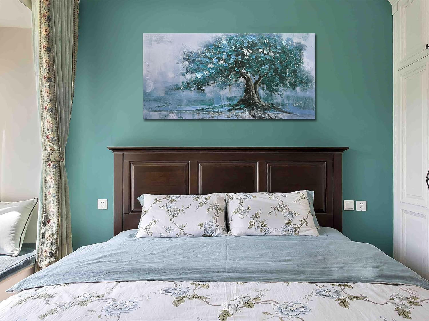 Dakota Fields Toile, art mural bleu sarcelle, paysage, peinture, nature abstraite, art abstrait ...