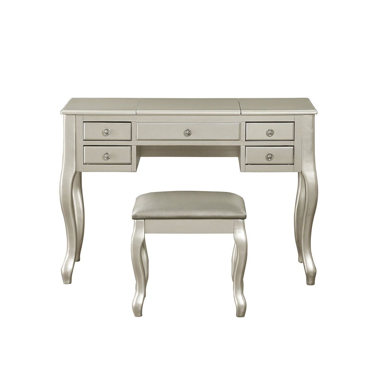 Rosdorf Park Classic Vanity Set W Stool Drawers Open-Up Mirror Bedroom ...