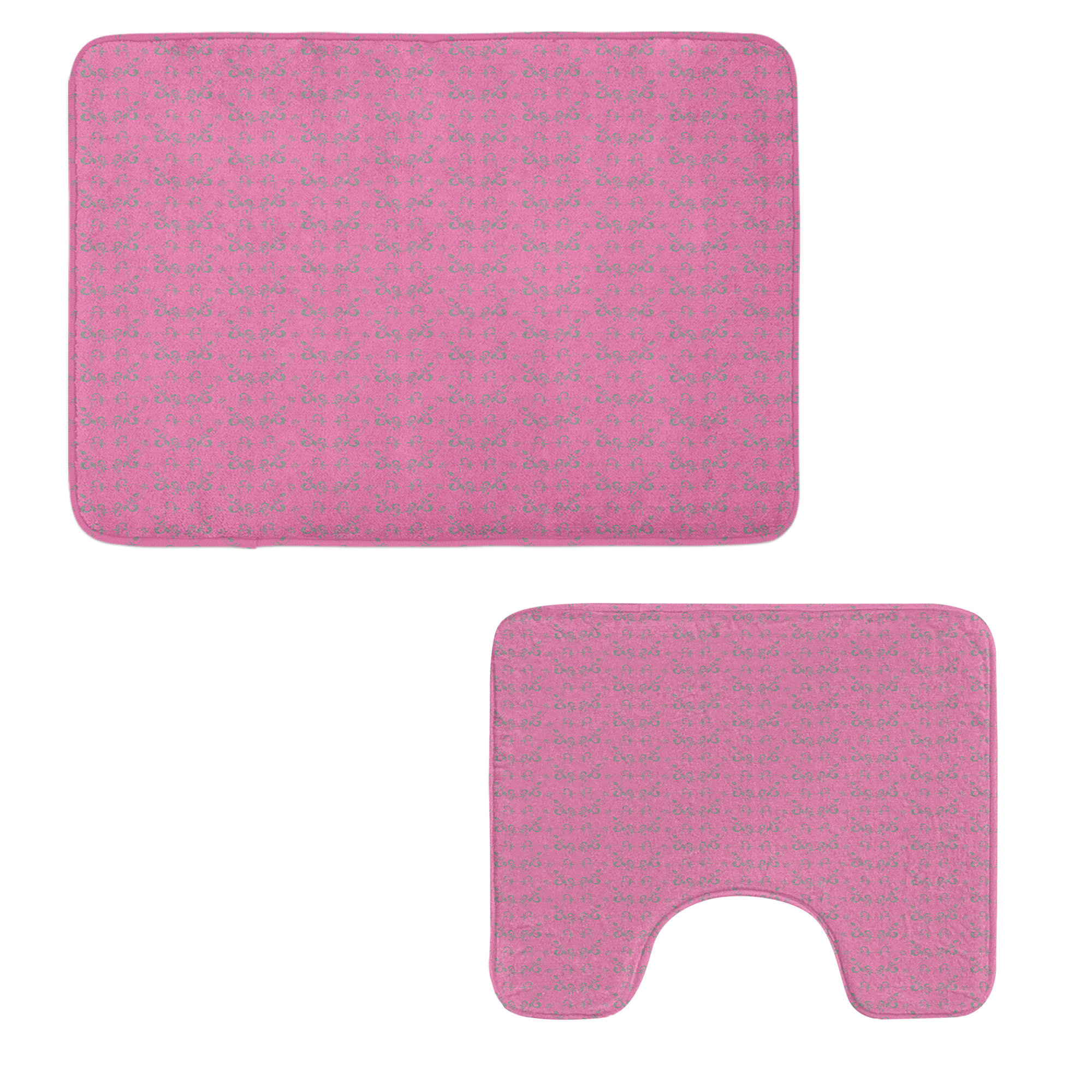 East Urban Home Pink Bathroom Rug Set 2 Pieces Rectangle & Contour Mats ...