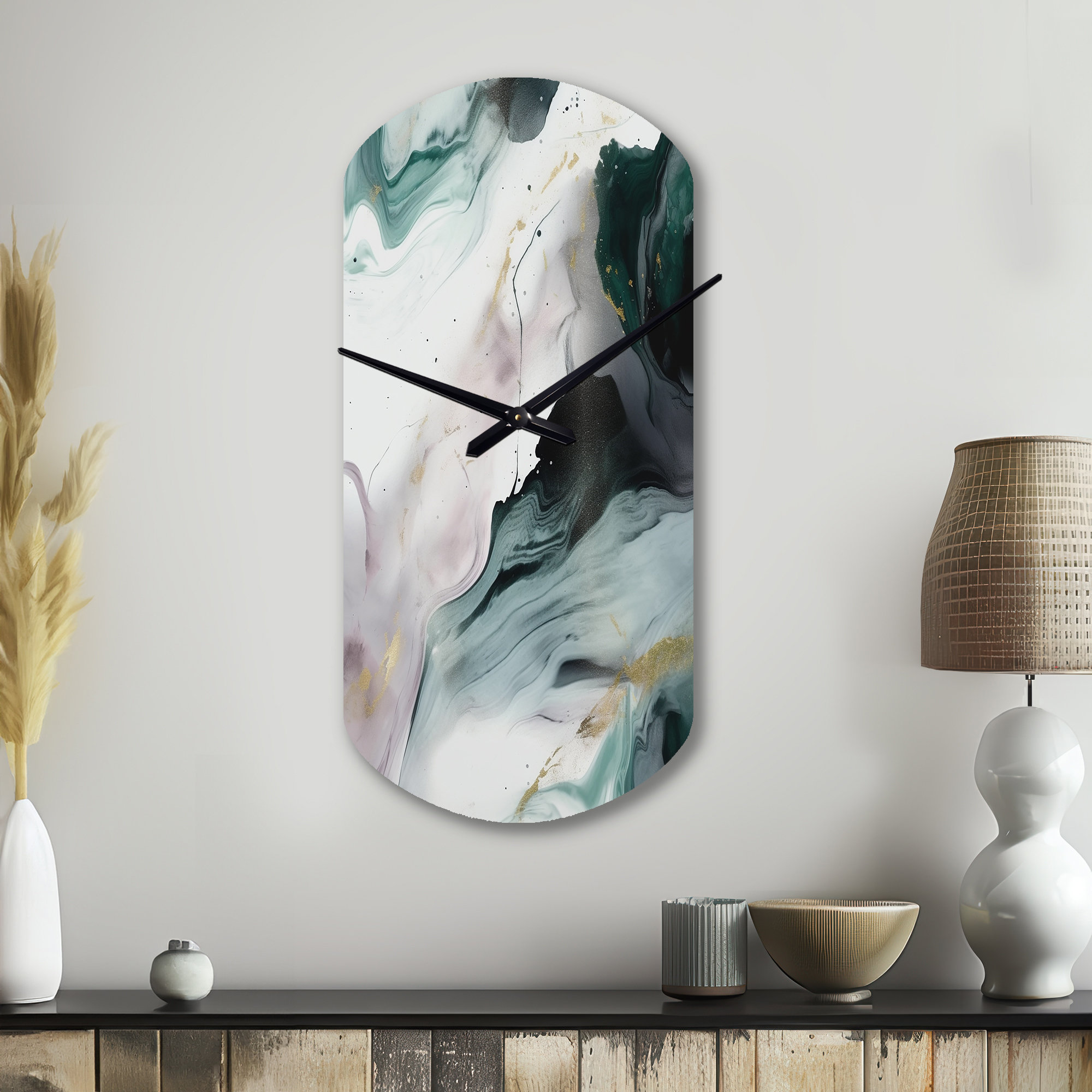 Design Art Green And White Contemplative Abstraction II - Marble ...