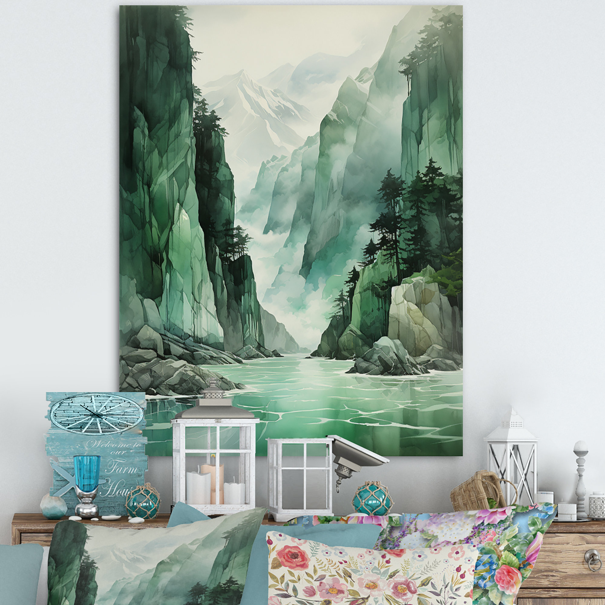 Loon Peak Clumm Green Cliff Glacial Symmetry I - Print on Canvas ...