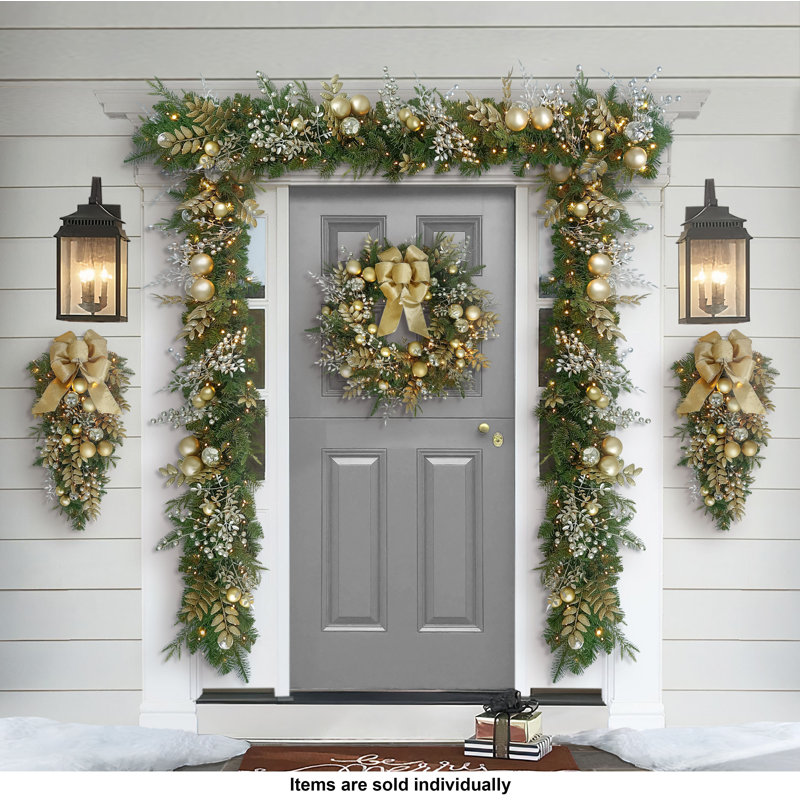 The Holiday Aisle® 28" Battery-Operated Pre-Lit Decorated Artificial ...