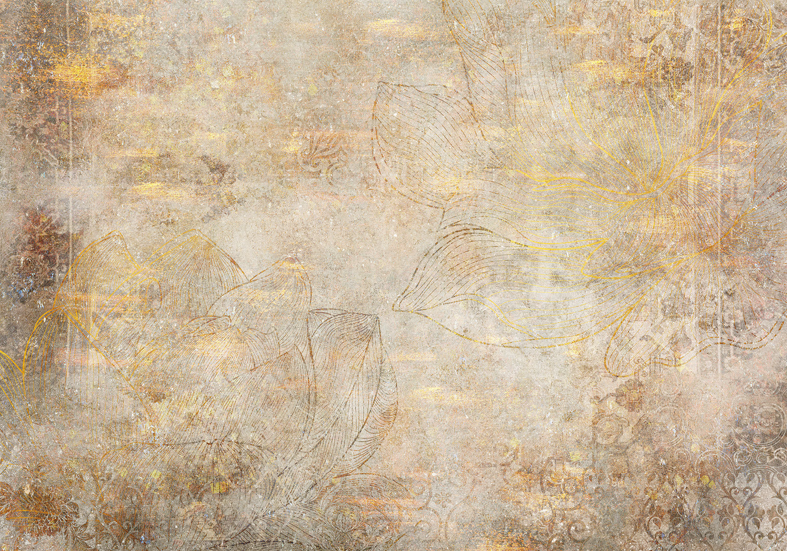 Bayou Breeze Abstract Wallpaper Wall Mural - Golden Etude | Wayfair