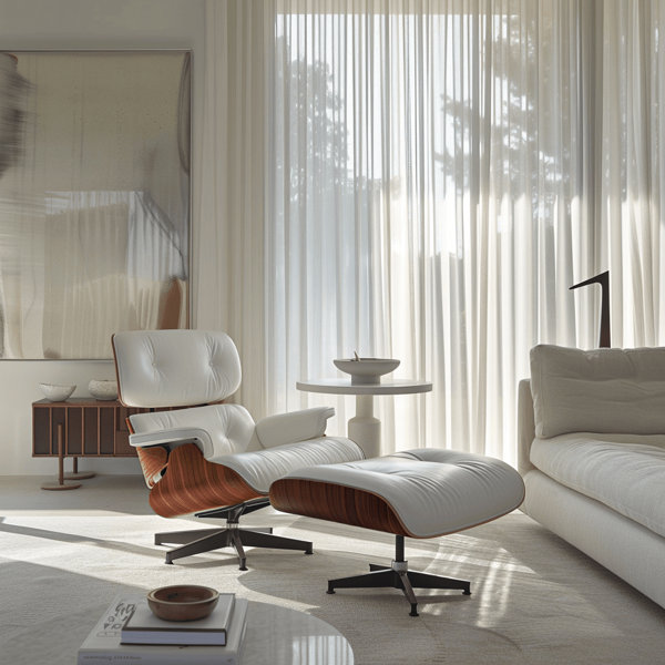 Corrigan Studio® Mid Century Modern Leather Accent Chair With Ottoman ...