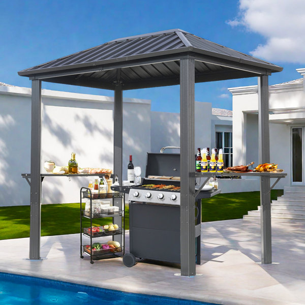 endark 5ft X 8ft Hardtop Aluminum BBQ Grill Gazebo with Ceiling Hook ...