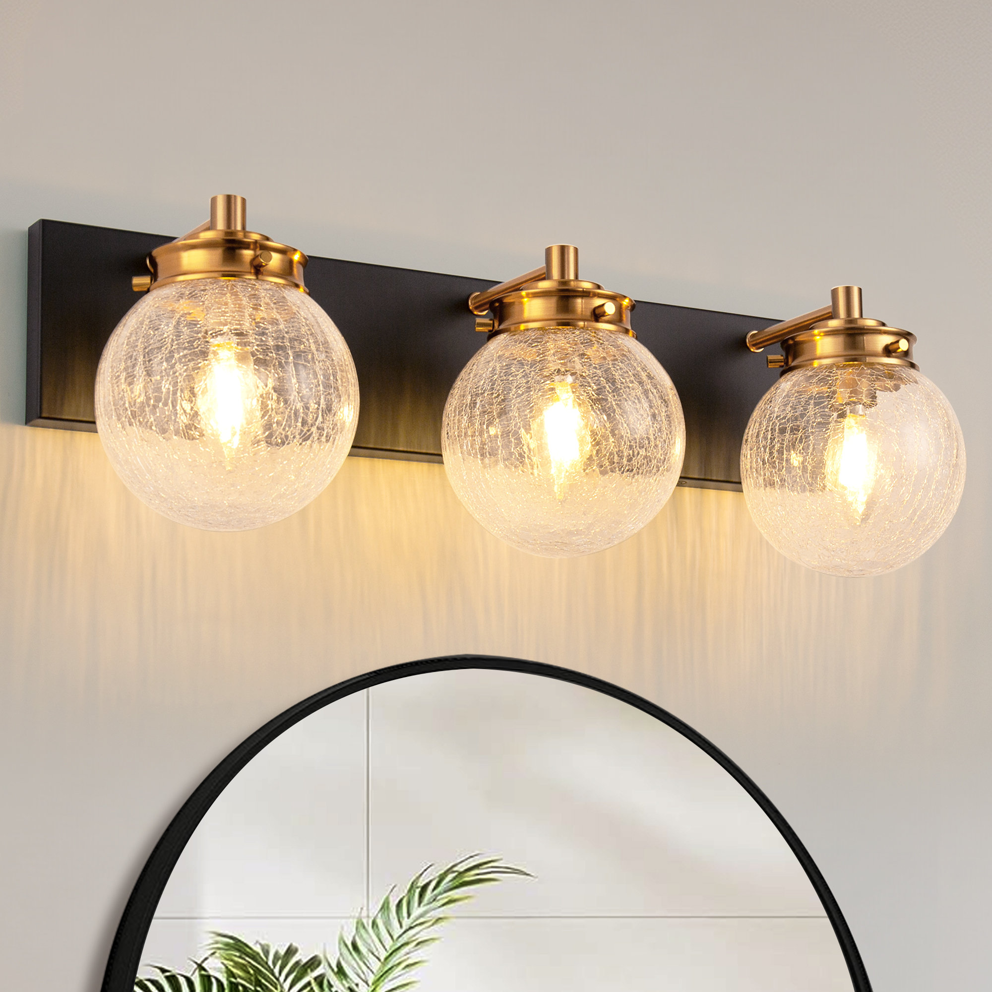 Mercer41 Modern Sphere Crackle Glass Vanity Light | Wayfair