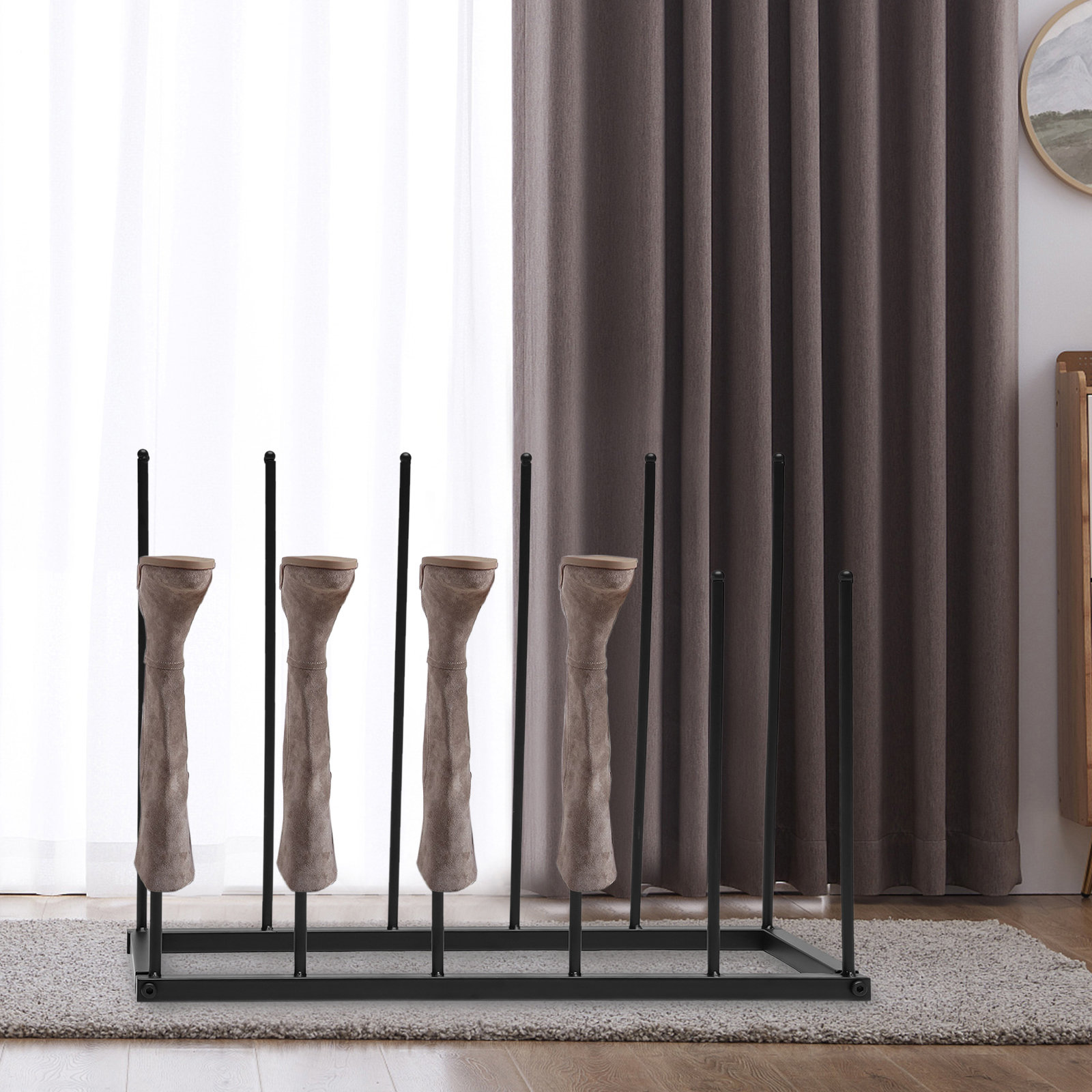 Rebrilliant 12.62" 2-Layer Boot Storage Rack Simple Extended Boot Pole ...