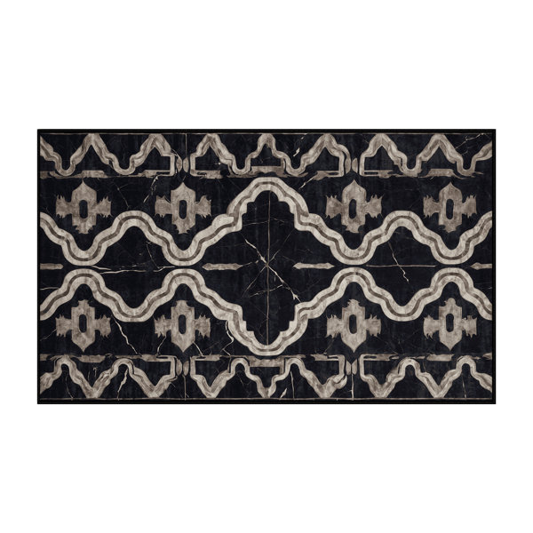 Hokku Designs Machine Washable Black Area Rug | Wayfair