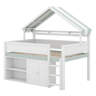 Ophelia & Co. Full Size Loft Bed With Canopy Roof, Wooden House Loft ...