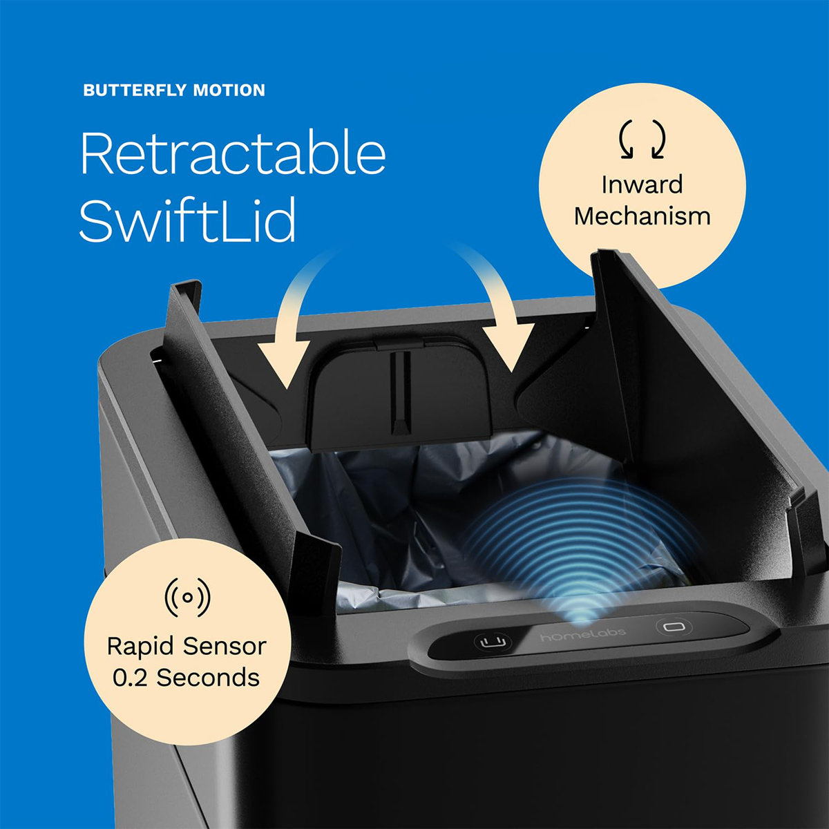 hOmeLabs Robust 13 Gallon Kitchen Trash Can, Retractable Sensor ...