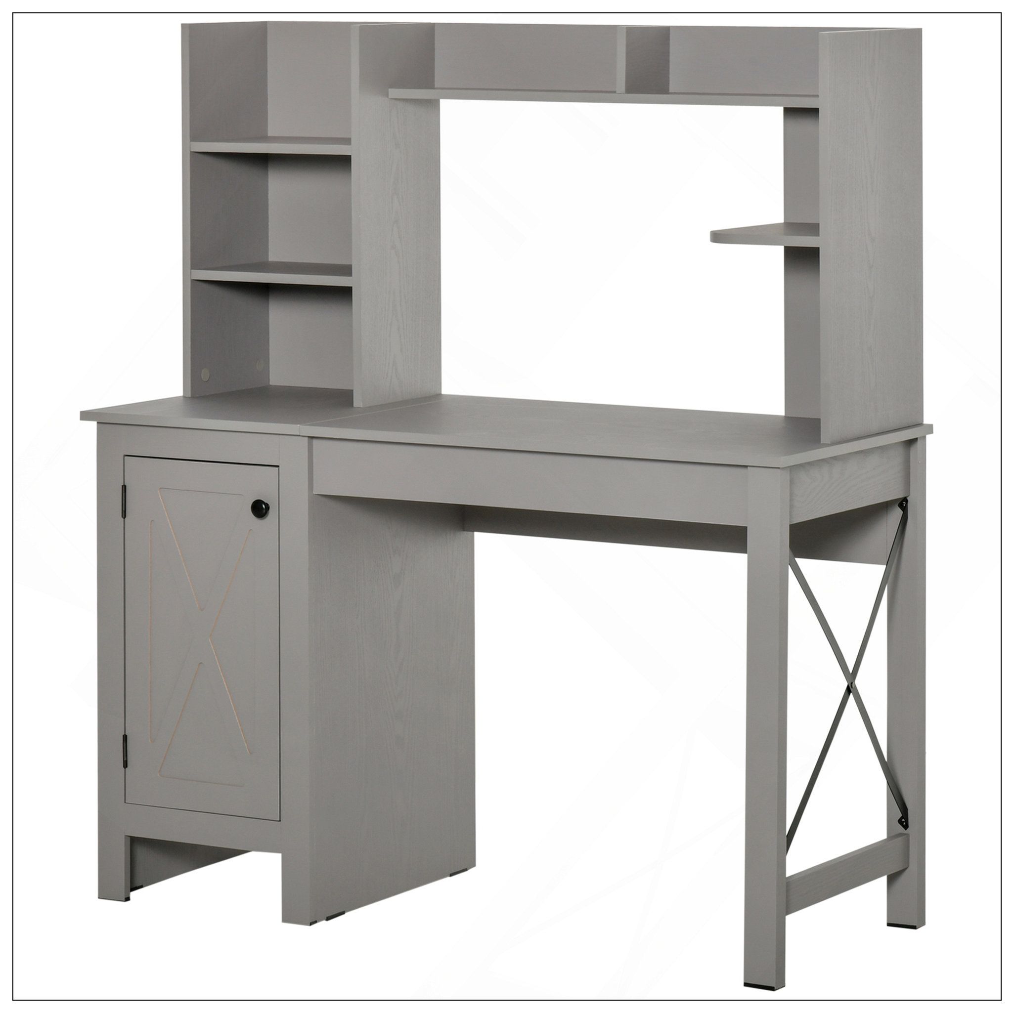 Gracie Oaks Charming Farmhouse Computer Desk With Abundant Storage For ...