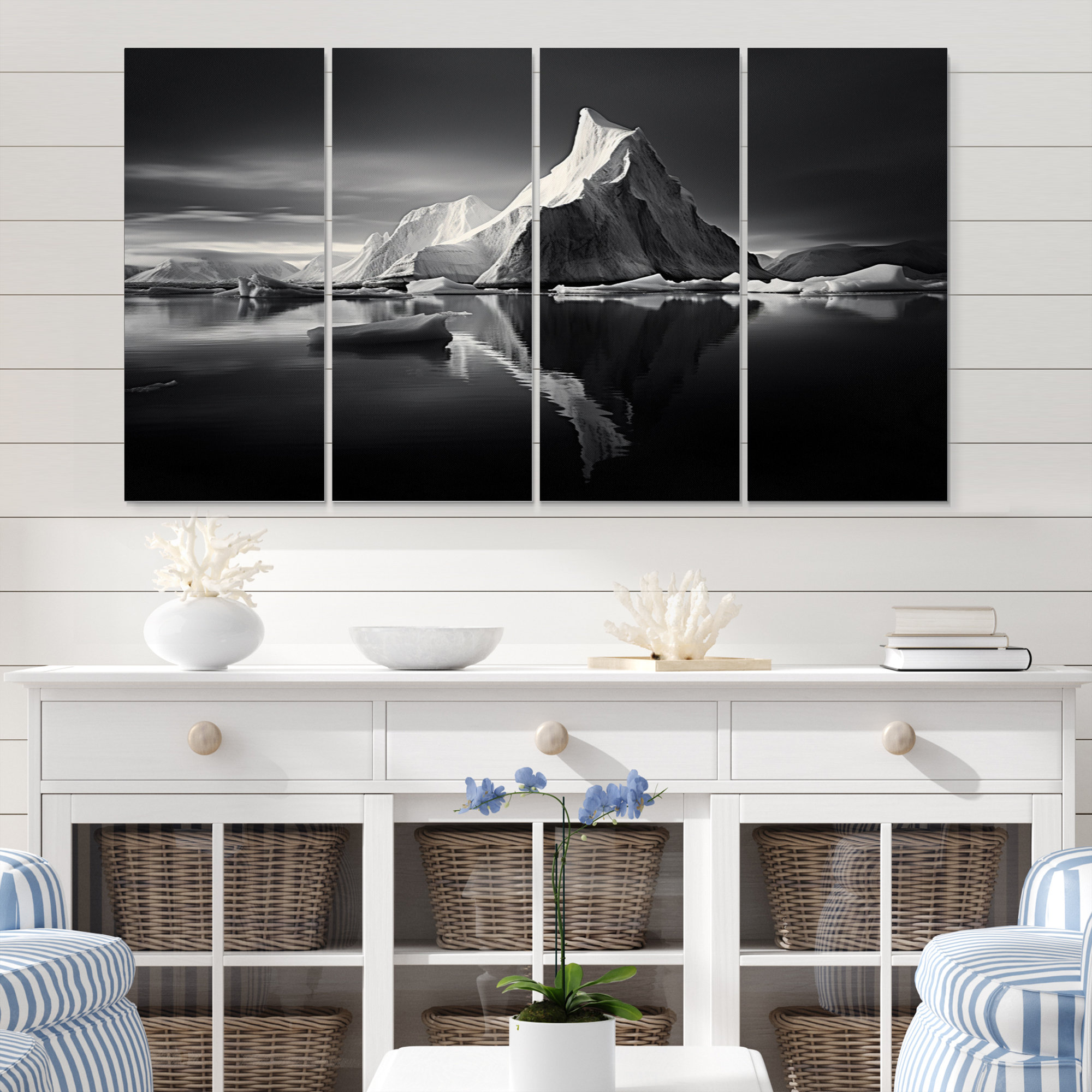 Design Art Grey Iceberg Arctic Elegance - Landscapes Metal Wall Art Set ...