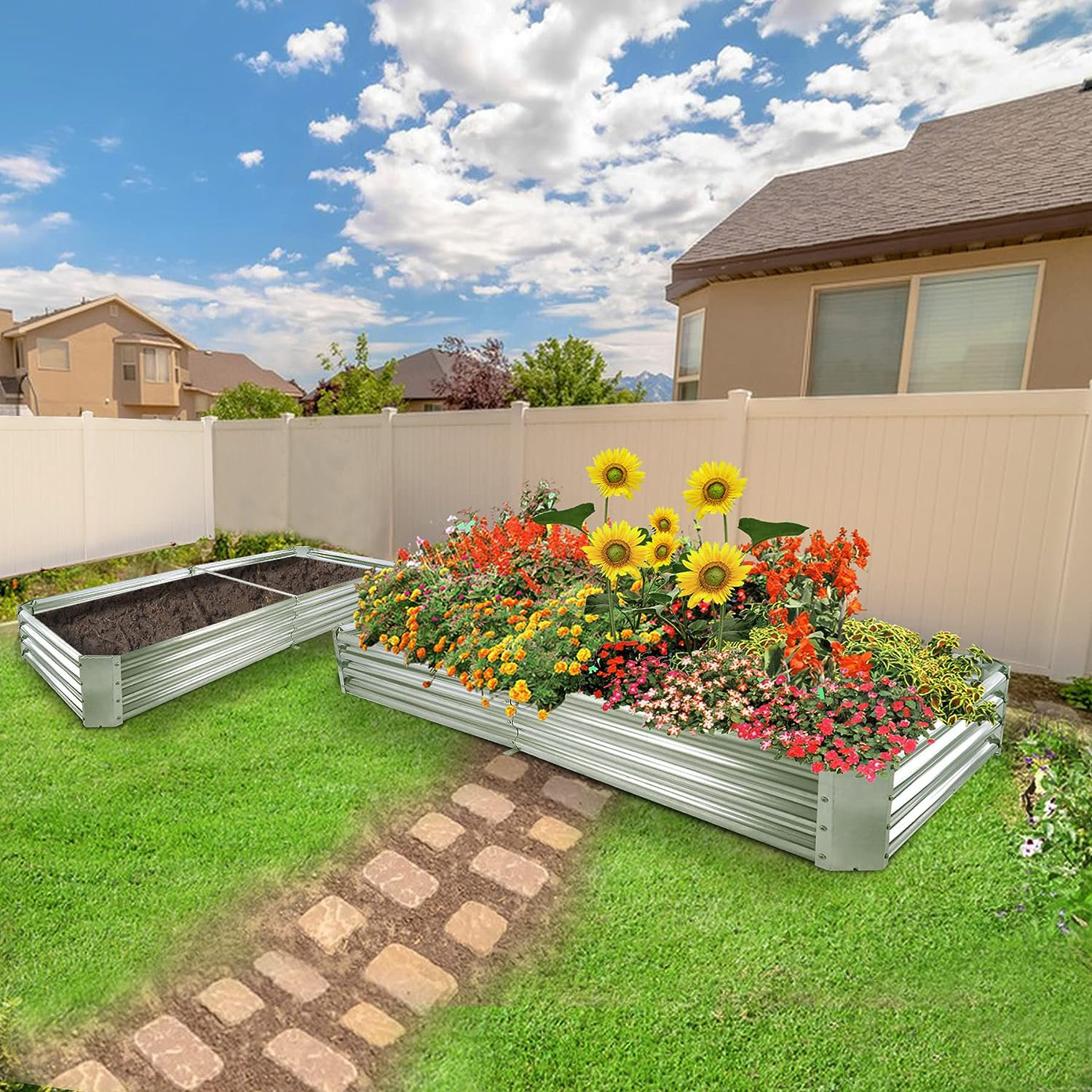 Gracie Oaks Yishan Metal Outdoor Raised Garden Bed | Wayfair