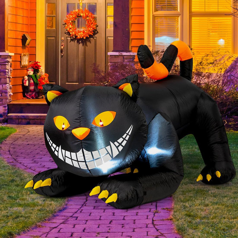 The Holiday Aisle® Halloween Inflatables 6 FT Halloween Inflatable Cat ...