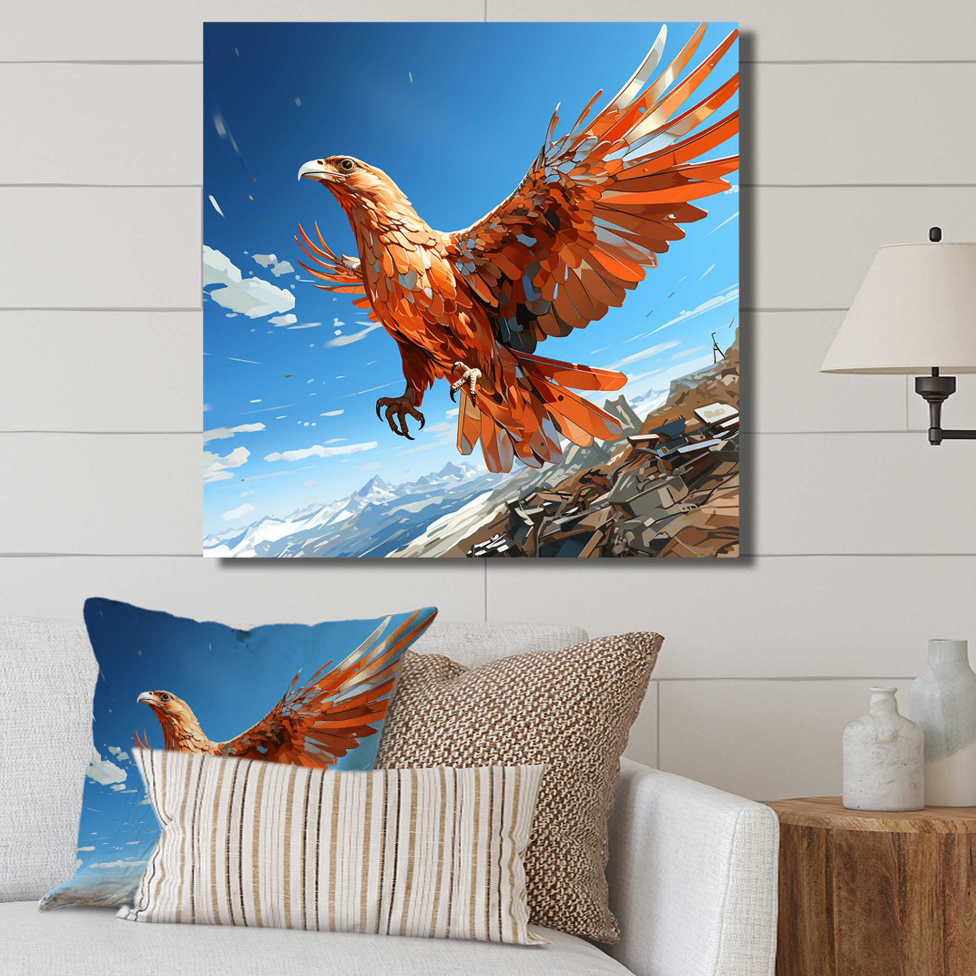 Millwood Pines Majestic Orange Eagle Flight - Eagle Animal Wall Art ...