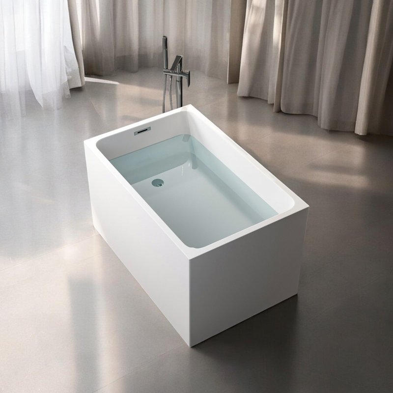 KISRAIS 43'' X 27.5'' Rectangle Freestanding Soaking Acrylic Bathtub ...
