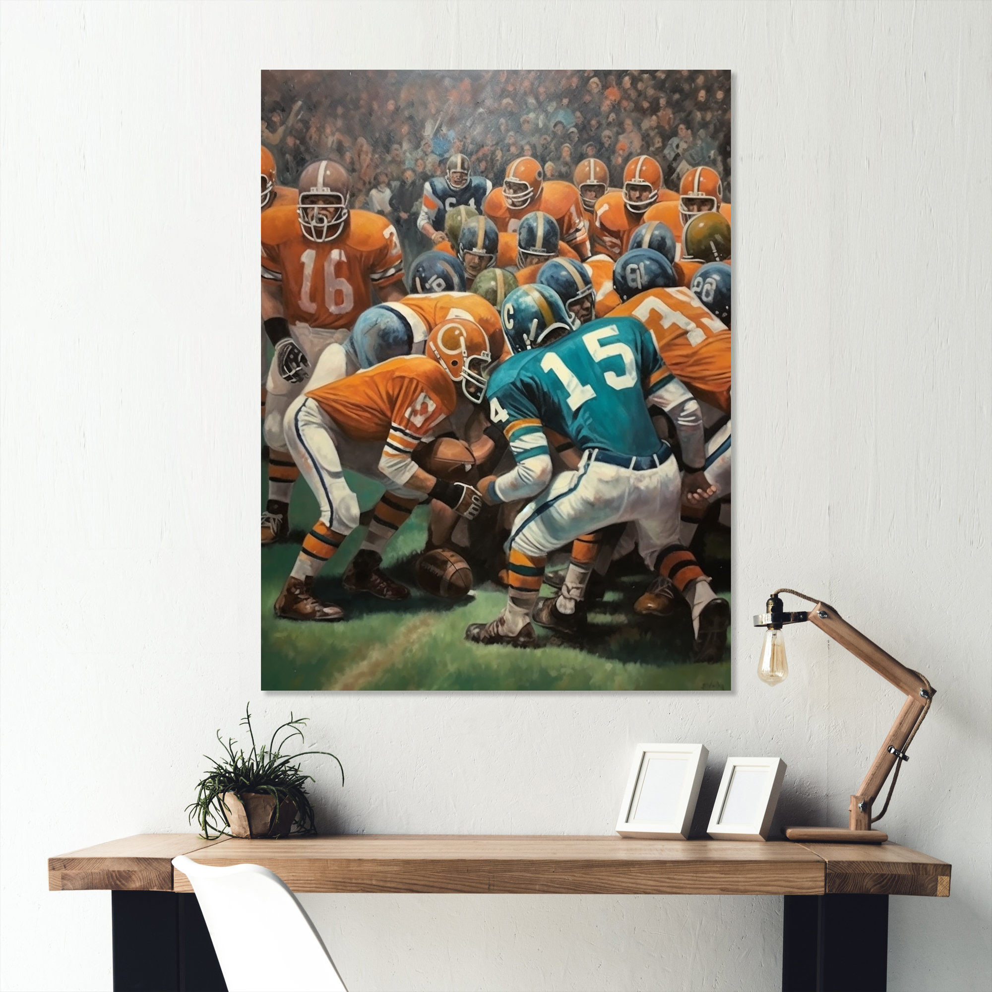 Lark Manor™ Orange 1970S Football Clash II - Football Metal Wall Art ...